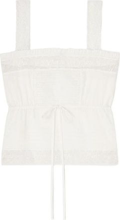 Ganni Lace-trim Drawstring Top