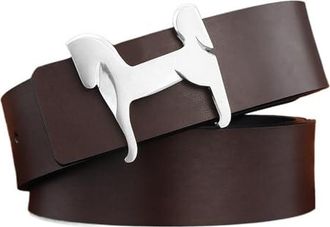 Generico Ceintures &agrave; boucle large coulissante en acier inoxydable de qualit&eacute; pour hommes Ceintures en cuir v&eacute;ritable Ceinture de cow-boy Casual Ceinture, Brown