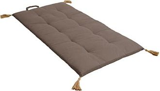 Enjoy Home Futon Panama - faltbar - 4 Pompons Jute - Stoff 100% Baumwolle &Ouml;ko-TEX Zertifiziert - 60 x 120 cm - Dicke 4,5 cm - Farbe Nerz