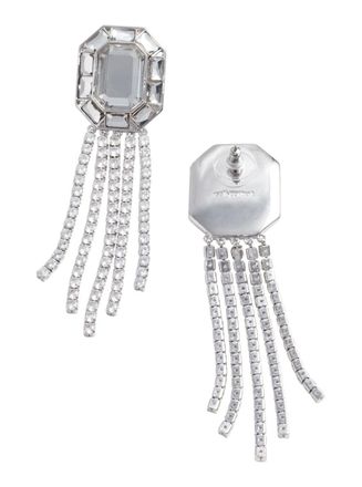 Self Portrait Womens Drop Earrings Silver Crystal Droplet Metallic Metal