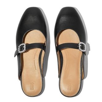 FitFlop Femme Delicato Crystal-Buckle Mary-Jane Mules Chaussure Baby, Noir, 38.5 EU &Eacute;troit