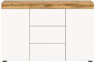 Calicosy Calicosy - Buffet 2 portes et 3 tiroirs blanc et chêne wotan L125 cm - malibu