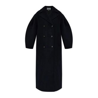 Ganni Femme, Manteaux, Bleu, Taille: 44 FR Long Wool Coat