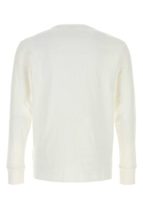 Burberry Mens White Cotton Stretch T-Shirt Chalk Exterior: Elastane T-shirts And Polos