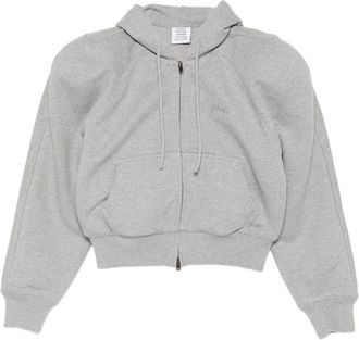 VETEMENTS Femme, Sweatshirts et sweats &agrave; capuche, Gris, Taille: 36 FR Round Shoulder Zip-Up Sweat &agrave; capuche