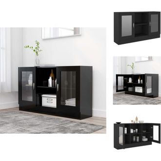 vidaXL Vitrinenschrank Schwarz 120x30,5x70 cm Holzwerkstoff - Vitrinenschrank - Sideboard - Wohnzimmerm&ouml;bel - Regal - Aufbewahrung