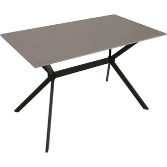 Hhg Esszimmertisch HHG-202, Esstisch Sinterstein Metall, Marmor-Optik 120cm grau