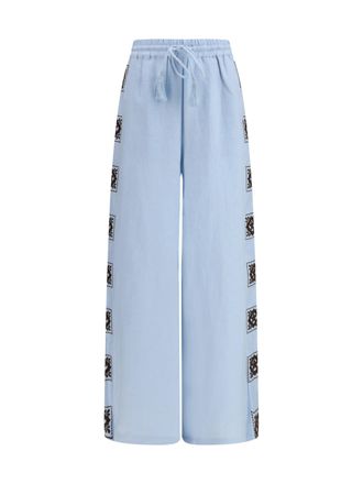 Alemais Womens Trousers Grace Pale Blue Linen