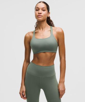 lululemon Trainings-BH aus Ultralu mit quadratischem Ausschnitt Mittlerer Halt B/C-Cups f&uuml;r Frauen - Gr&ouml;&szlig;e 10 in Willow Leaf