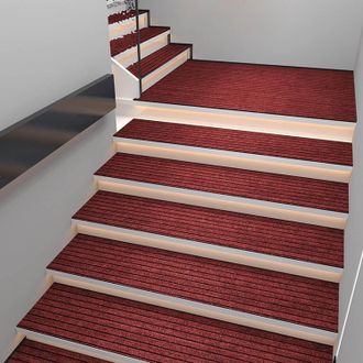 Generic Rot,25x100cm,4 St&uuml;ck Stufenmatten Treppenmatten,rutschfeste Innentreppe Stufenmatten Rechteckig,Treppenschutz Matte,f&uuml;r Kinder,&Auml;ltere Menschen,Haustie