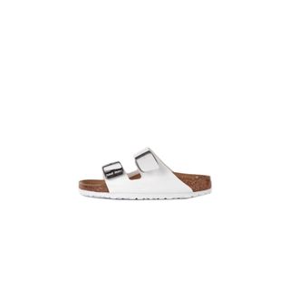 Birkenstock Femme, Chaussures, Blanc, Taille: 39 EU Sandales blanches &agrave; boucle lat&eacute;rale et logo