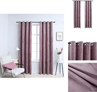 vidaXL Verdunkelungsvorh&auml;nge mit &Ouml;sen 2 Stk. Samt Antik-Rosa 140x245cm - Verdunklungsvorh&auml;nge - Samtvorh&auml;nge - Antiks Rosa - Wohnaccessoires - Gardine