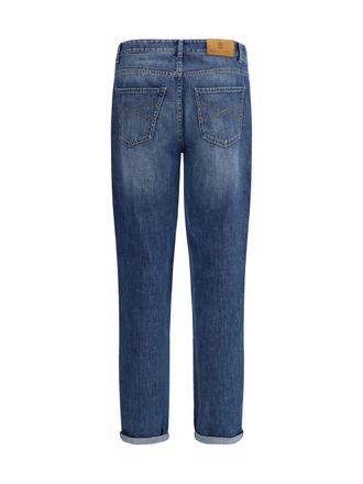 Brunello Cucinelli Mens Cuffed Jeans Denim Medio Old Cotton