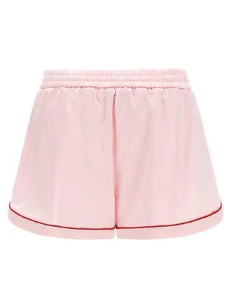 Off-white Jacquard Satin Pajama Shorts - Pink