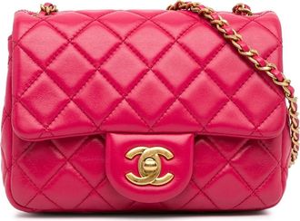 Chanel Hobo Bags - Mini Square Classic Lambskin Pearl Crush Single Fl - Gr. unisize - in Rot - für Damen