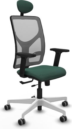 Piqueras y Crespo B&uuml;rostuhl mit 2D-Armlehnen, h&ouml;henverstellbarer Lendenwirbelst&uuml;tze und festem Kopfteil, ausgestattet mit Syncro/Traslack und Schneideschaum, Grau/Flasc