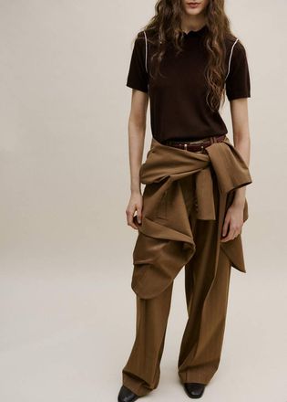 Mango Pull-over &agrave; rayures contrastantes chocolat - Femme - XXS - MANGO