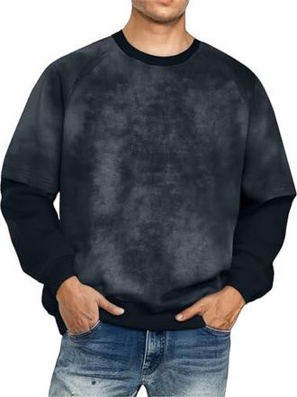 Generic Sweat-shirt uni pour homme 2026 - Sweat &agrave; capuche r&eacute;tro basique &agrave; manches longues pour le commerce ext&eacute;rieur - Tenue d&eacute;contract&eacute;e - Coupe surdimension