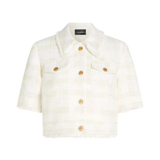 Karl Lagerfeld Femme, Vestes, Blanc, Taille: 38 FR Veste en tweed &agrave; boutons