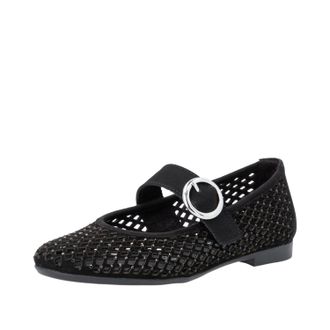 Remonte Riemchenballerina REMONTE, Damen, Gr. 37, schwarz, Textil, Ziegenveloursleder, Schuhe Riemchenballerina, Loafer, Sommerschuh mit Glitzersteine und Kle