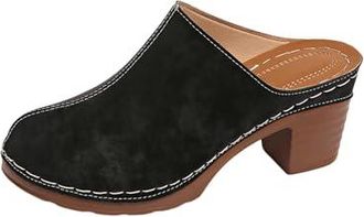 Generic Sandales &agrave; talons pour femme - Bout ferm&eacute; - Confortables - Couleur unie - &Eacute;l&eacute;gantes - Polyvalentes - Talon &eacute;pais - Classique - Respirantes - &Agrave; enfiler