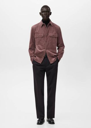 Mango Cord-Overshirt mit Taschen bordeaux - Herren - XXL - MANGO MAN