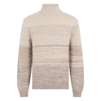 Malo Eleganter neutral gestreifter Rundhalspullover - - Knitwear - Herren - Beige - 2XL