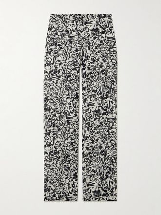 Dries Van Noten Hose Aus Bedrucktem Chiffon Mit Geradem Bein - Schwarz