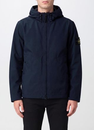 Stone Island Kurze Windjacke aus technischem Gewebe mit Kapuze und Logo-Patch