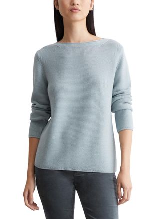 Marc O'Polo Damen Strickpullover aus Bio-Baumwolle Langarm, Blau (Frozen Mint), XL