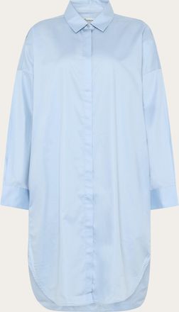 Knowledge Cotton Apparel Damen vegan Kleid Satin Shirt Skyway Blau