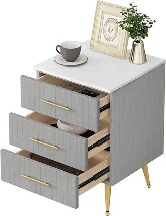 Woltu Table de Chevet en Velours, Table de Nuit, Commode de Rangement en mdf, Montage Facile 40, 5x41x60cm, Gris - Woltu
