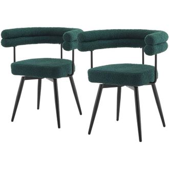 ML Design ML-Design Esszimmerst&uuml;hle drehbar 2er Set Dunkelgr&uuml;n Teddy-Stoff, Wohnzimmerstuhl mit Arm- und R&uuml;ckenlehnen, 360&deg; Drehstuhl, Polsterstuhl mit