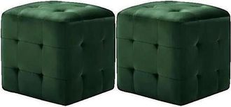 vidaXL Poufs Lot de 2 Vert 30 x 30 x 30 cm Tissu velours