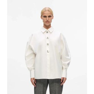 Karl Lagerfeld Femme, Blouses et Chemises, Blanc, Taille: 38 FR Karl Letters Shirt