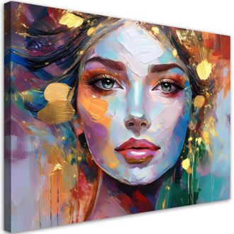 Artgeist Tableau d&eacute;co Portrait de femme color&eacute; 90x60