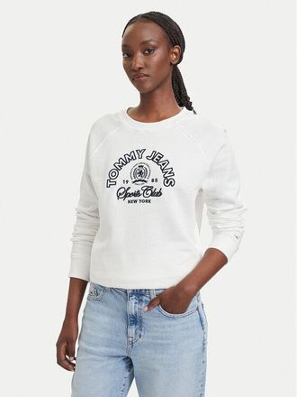 Tommy Jeans Sweatshirt Heritage Logo DW0DW22821 Wei&szlig; Regular Fit