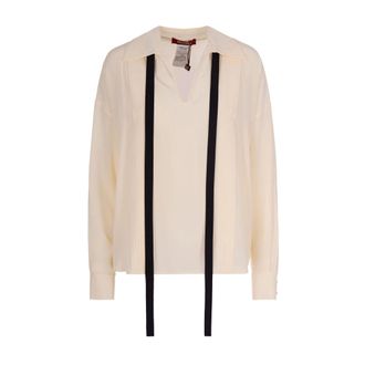 Max Mara Seidenbluse mit Schleife - - Blouses & Shirts - Damen - Beige - L