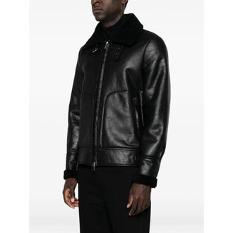 Salvatore Santoro Leather with Shearling Collar Jacket - Black