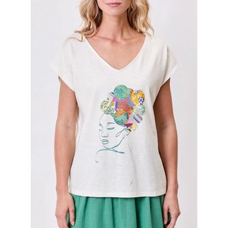 La Fianc&eacute;e Du M&eacute;kong T-shirt imprim&eacute; coton bio col V BACACIANE