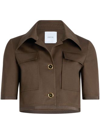 Patou veste crop à manches courtes - Marron