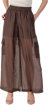 Kocca Femme, Pantalons, Brun, Taille: 44 FR Pantalon Chic Long Transparent
