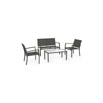 BIZZOTTO Lounge Set Arent aus lackiertem Stahl mit Garten- und Terrassenm&ouml;beln aus Texilene -Anthrazit