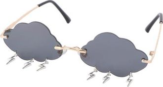 BESTONZON Ciieeo Lunettes de Soleil sans Monture Forme &Eacute;clair pour Femmes Style Streetwear Unique Protection UV Taille Petite pour F&ecirc;tes et Photos Couleur Noir 