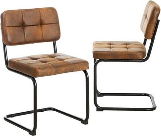 Made In Meubles Made In Meubles - Chaise cantilever en microfibre marron Mambo (lot de 2)