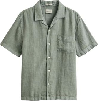 GANT Homme, Chemises, Gris, Taille: S Short Sleeve Linen Shirt