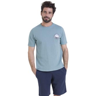 Ath&eacute;na Homewear Kurzer Schlafanzug f&uuml;r Herren, Homewear, Jersey, 100% atmungsaktive Baumwolle, kurz&auml;rmeliges T-Shirt + Shorts - Label &Ouml;ko-TEX Standard 100, O
