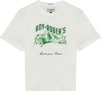 Roy Rogers Femme, Tops, Blanc, Taille: 36 FR T-Shirt girocollo in cotone stampata