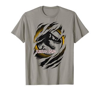 Jurassic Park Slashed Yellow Glow T-Rex Logo T-Shirt