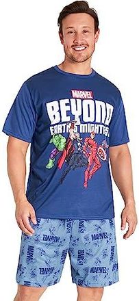 MARVEL Pyjama Homme Avengers, Ensembles de Pyjama Homme Super Héros, Pyjama Homme Court Été, Vêtements de Nuit Homme Détente Tailles M-3XL, Cadeau Fête des P